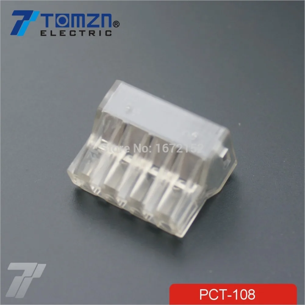 100pcs PCT-108 Push wire wiring cable connector 8 pin conductor ...