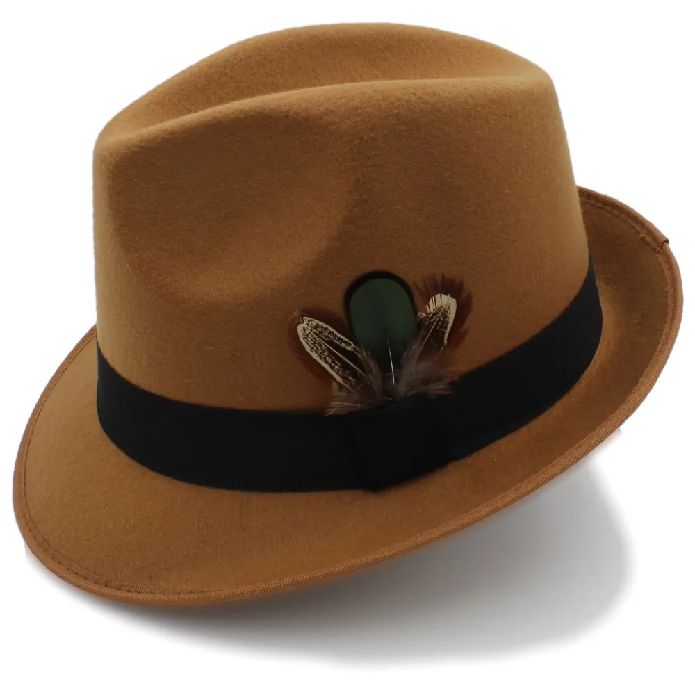 Fashion Women's Black Feminino Felt Fedora Hat for Lady Winter Autumn ...