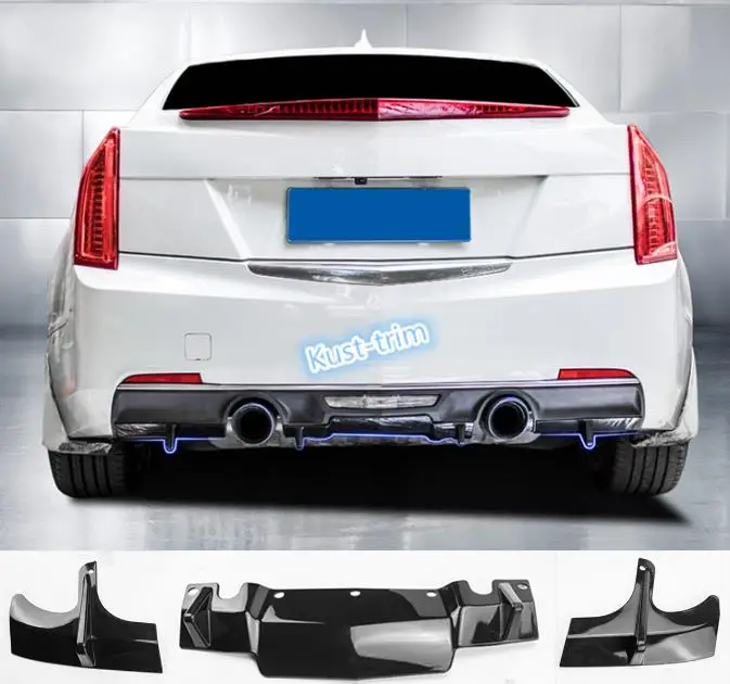 3X ABS BLACK Rear Bumper Diffuser Lip Spoiler Factory For Cadillac ATS ...