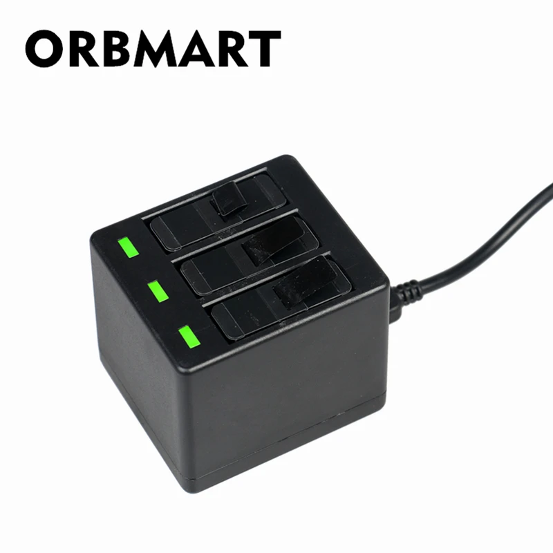 ORBMART Three Ports Battery Charger Battery Charging Dock For GoPro 5 6 ...