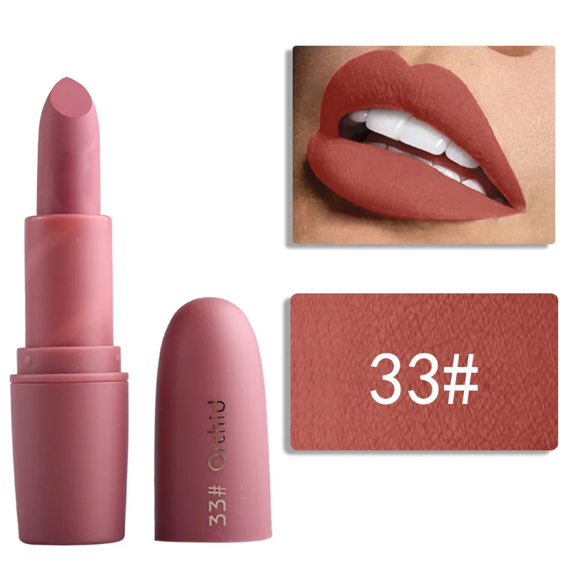 Brown Red Rose Color Matte Lipstick Lips Makeup Cosmetics Waterproof ...