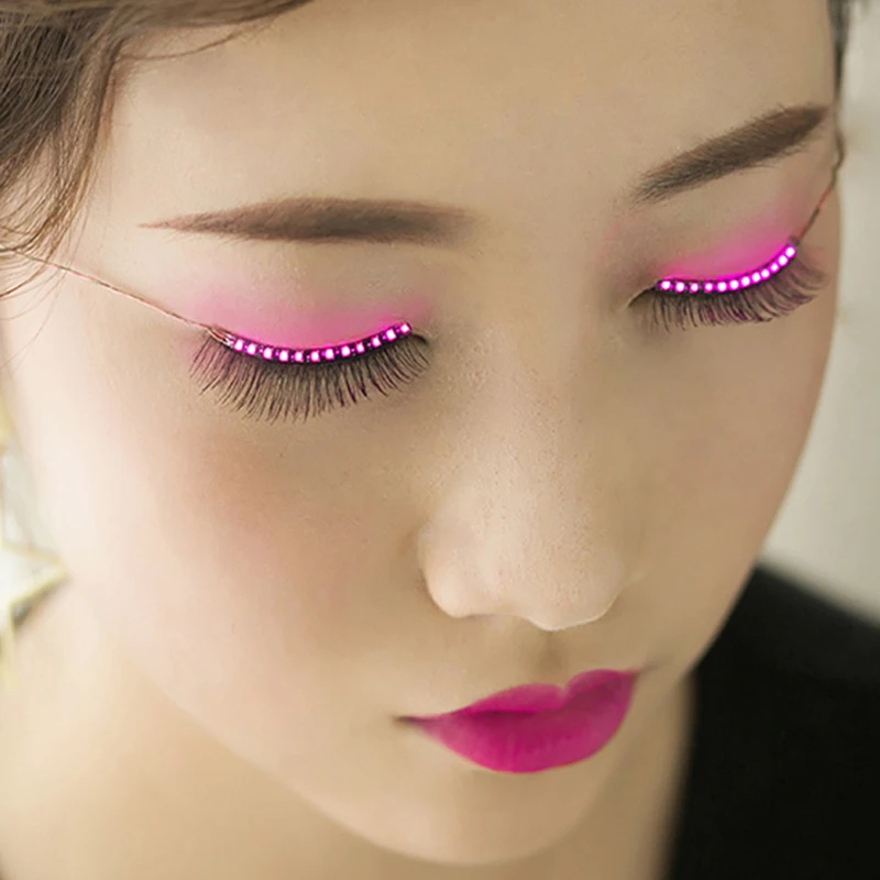 LED Light False Eyelashes Long Eyelashes Makeup False Eyelashes Black ...