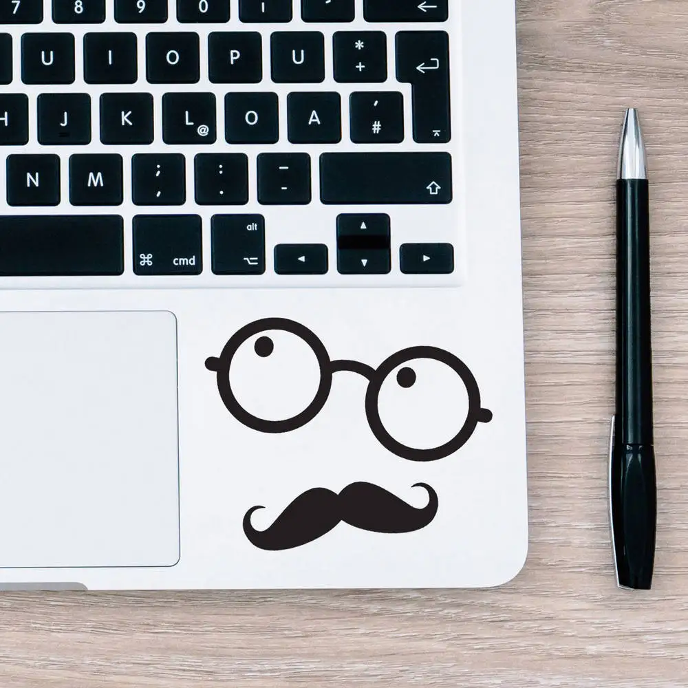 Funny Glasses Mustache Laptop Stickers Macbook Car Art Vinyl Decor ...