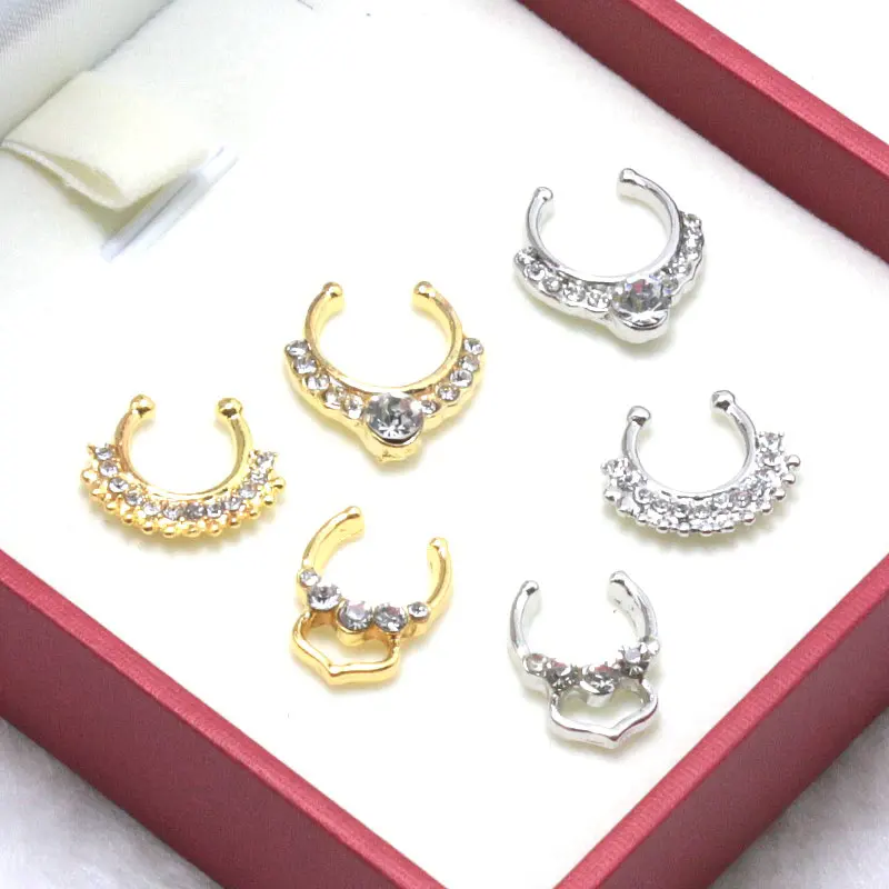 2016 New Arrival Crown Pierced Rhinstone Nose Hoop Nose Rings Fake ...