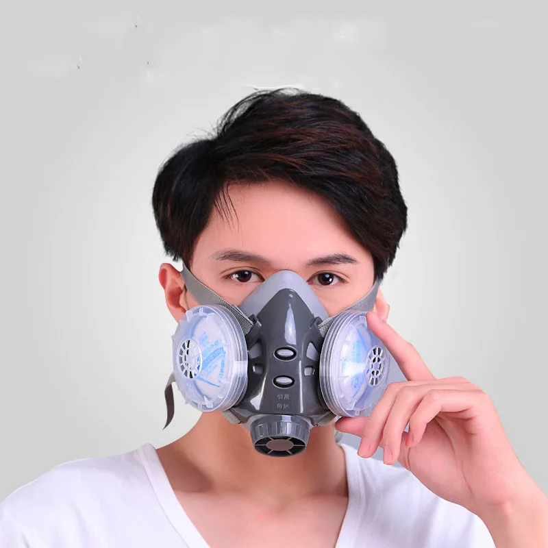 Dust Face Mask Grey Safety Chemical Respirator Thermoplastic Materials ...