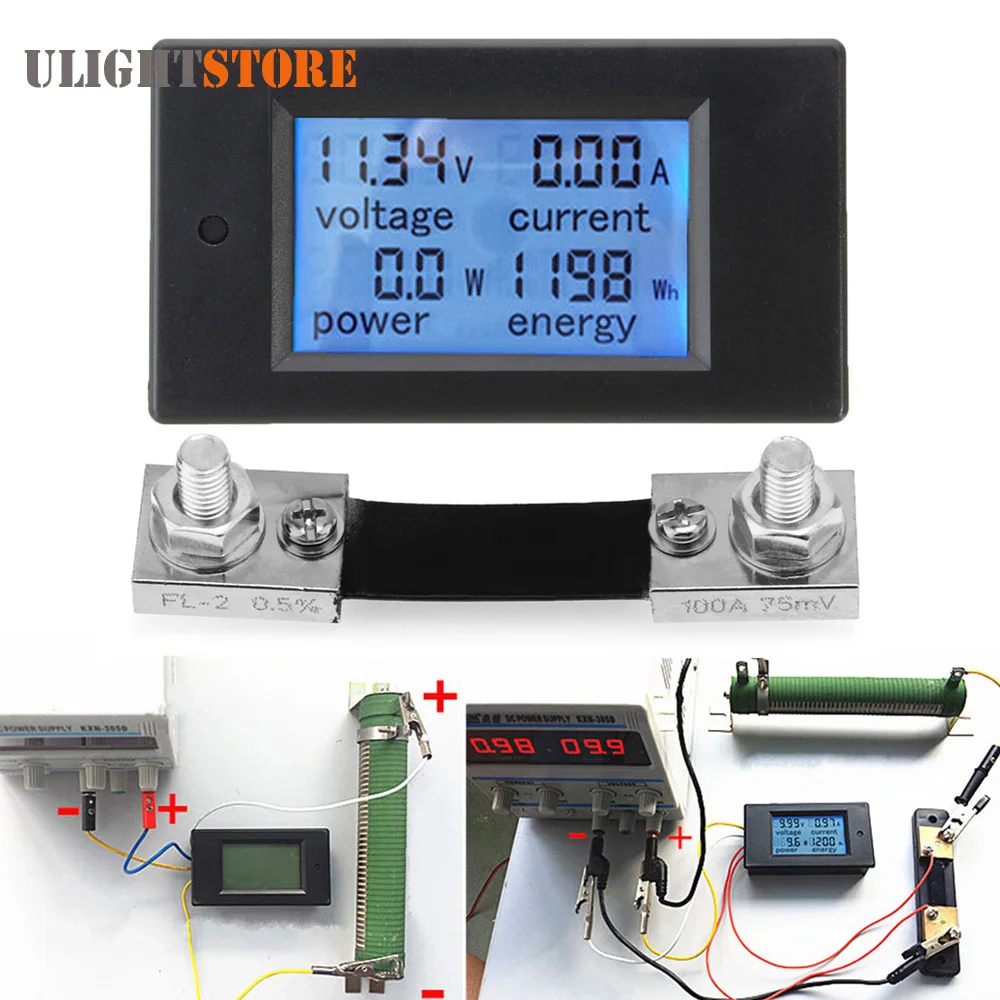 100A DC Multifunction Digital Voltmeter Ammeter Volt Voltage Power ...