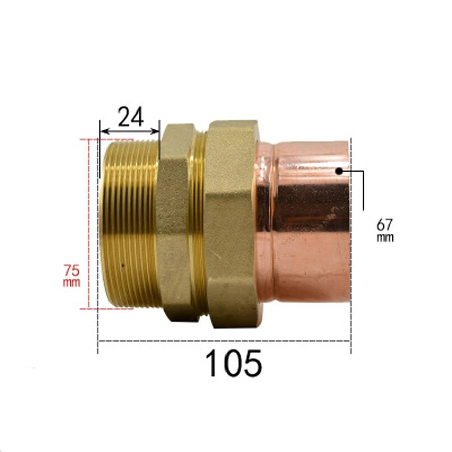 Dn65 G 2-1/2" Bsppd Male X Copper Inner Dia 67mm Brass Copper End Feed ...