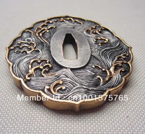 Tsuba-wave-Solid-copper-brass-TSUBA-FOR-JAPANESE-SAMURAI-SWORD-KATANA-T ...