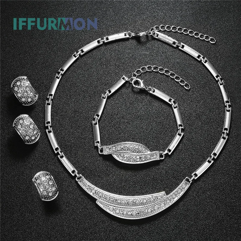 IFFURMON Nigerian Wedding Women Jewelry Set Silver Gold Color African Beads Jewelry Set Dubai iffurmon-nigerian-wedding-women-jewelry-set-silver-gold-color-african-beads-jewelry-set-dubai