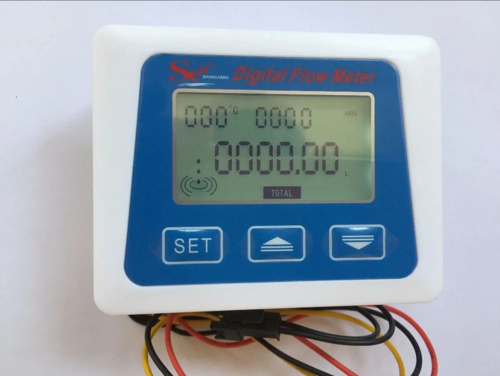 LCD Display Flowmeter Digital Meter Temperature Measuring Flow Senosr ...