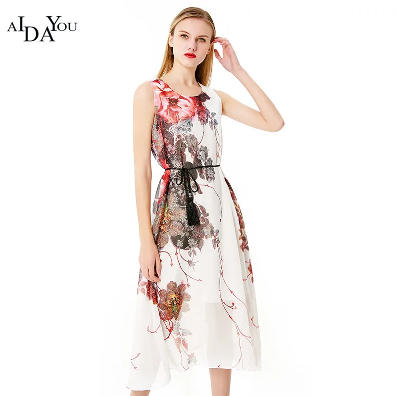 AIDAYOU 2018 Long Summer Dress Women Casual Slim Chiffon Bohemia Beach ...