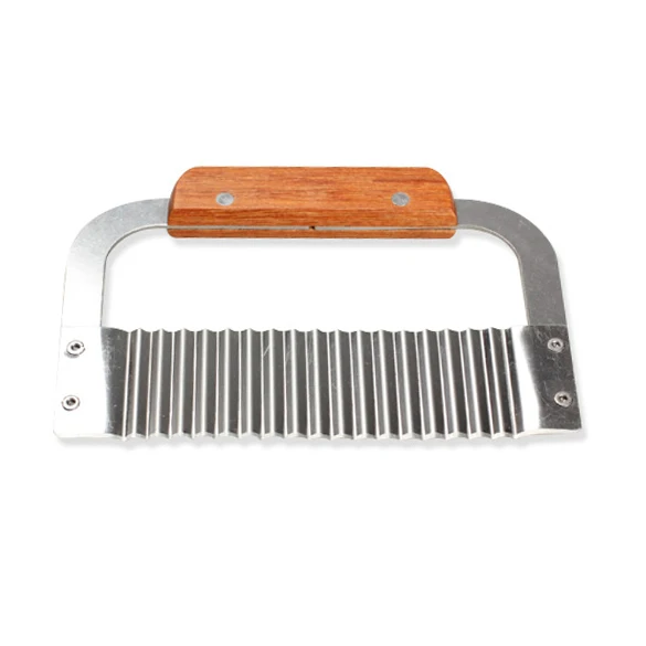 מוצר - Hardwood Handle Crinkle Wax Vegetable Soap Cutter Wavy Slicer ...
