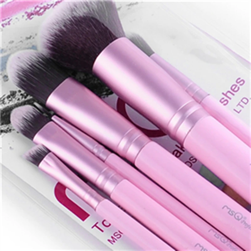 Romantic Pink Wood 6Pcs Makeup Brushes kit Foundation Eyeshadow ...