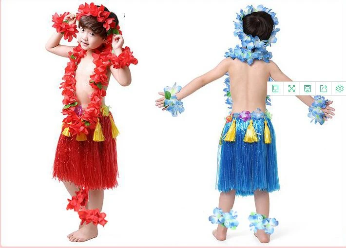 Boy Hawaiian Hula Dance Costume Hula Dress Festival 40 Cm Double Thick ...