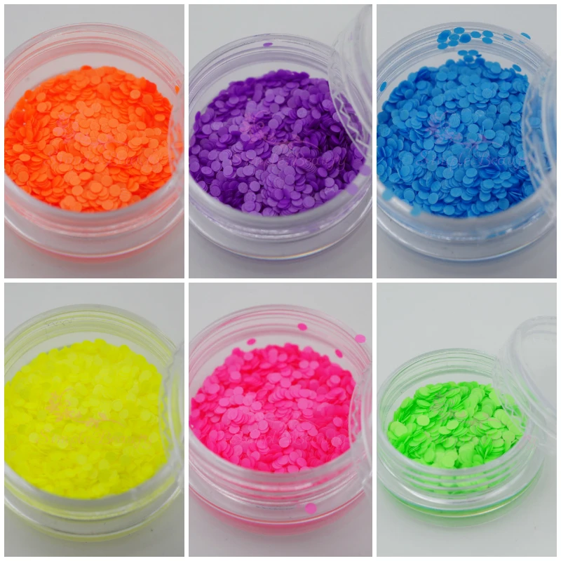 50G/LOT Neon Color Round Shape Ultra Thin Sequins Spangles DIY Design ...