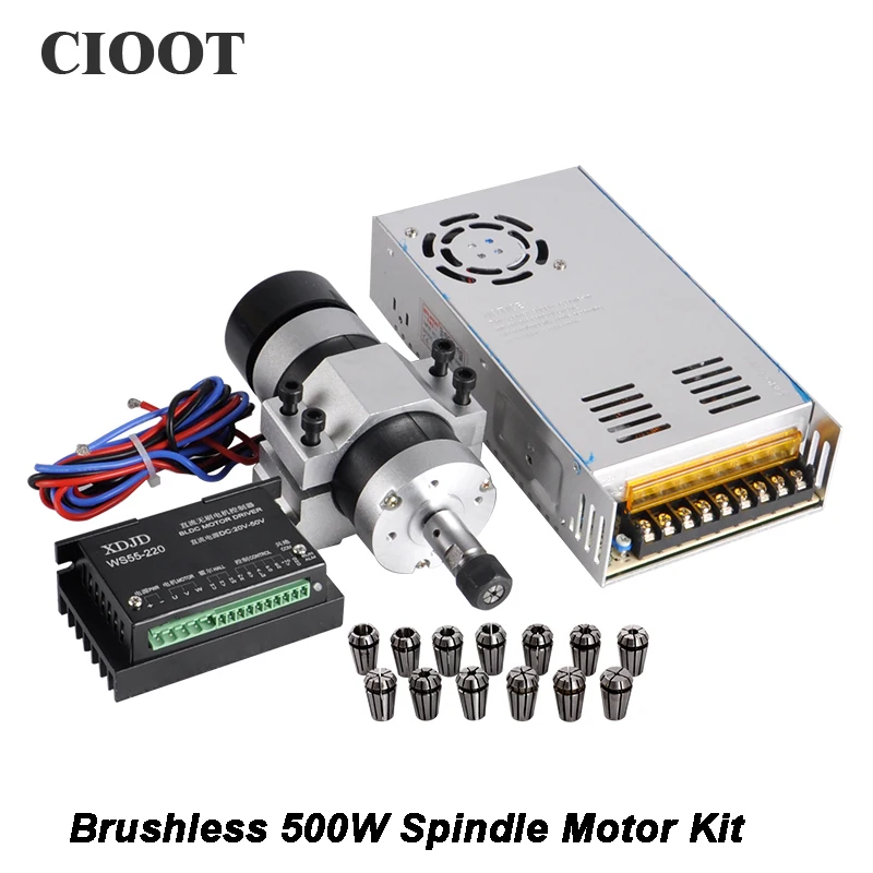 Brushless 500W CNC Spindle Motor Machine Tool Router Spindle + 55MM ...