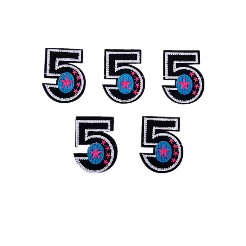 5pcs/set Numbers 5 Fashion Patches Iron On Patch Sew Embroidery Decor ...