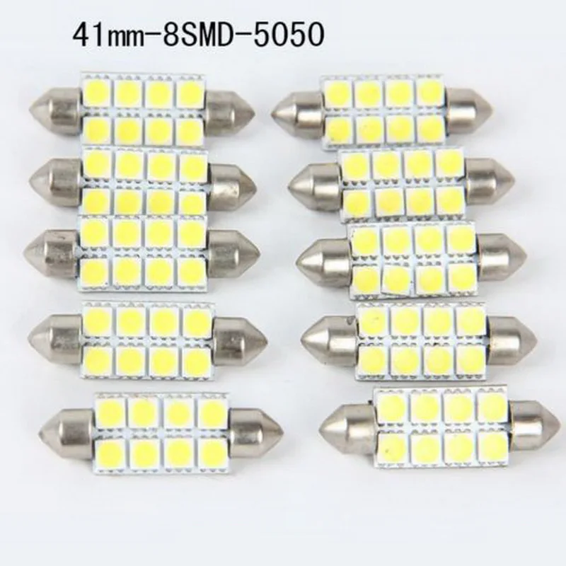 10 Pieces 41mm 5050 8SMD White Micro General Car Interior Festoon Dome ...