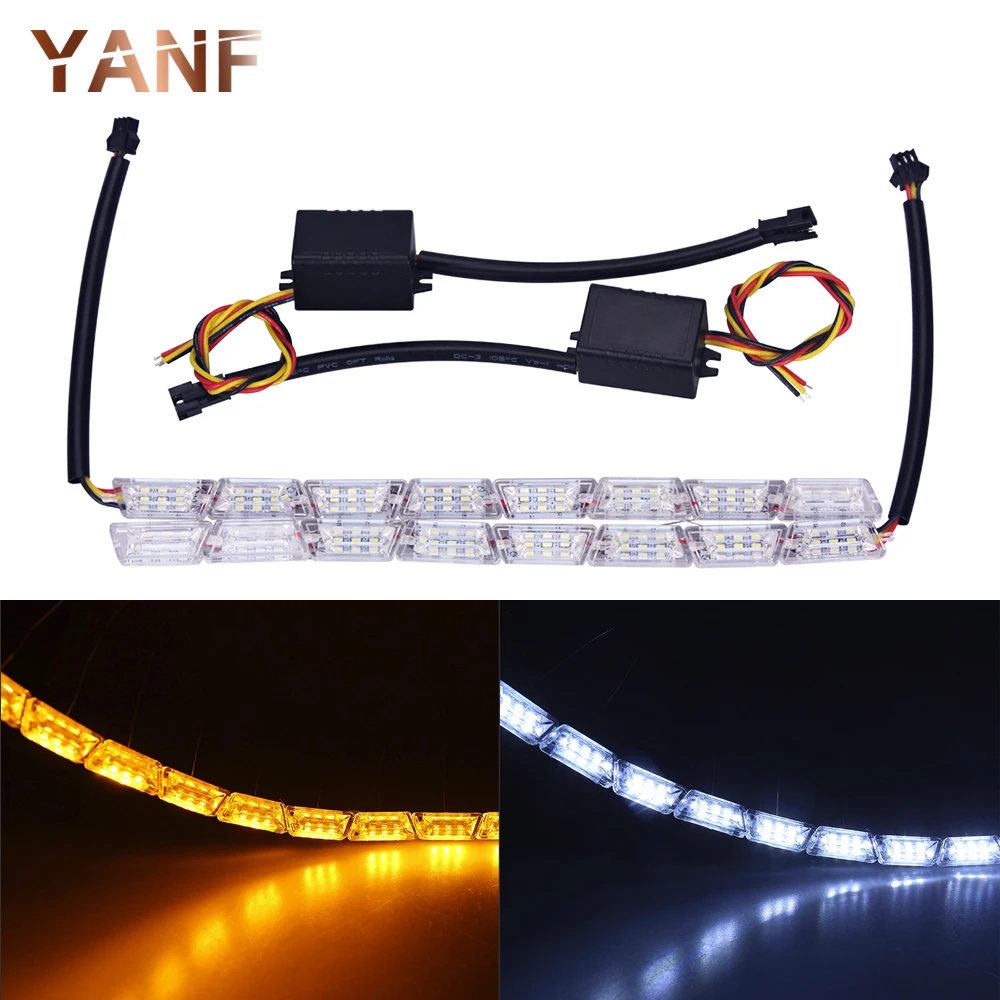 2 x Car Styling 8LED Knight Rider Strip LED Daytime Running Light Turn ...