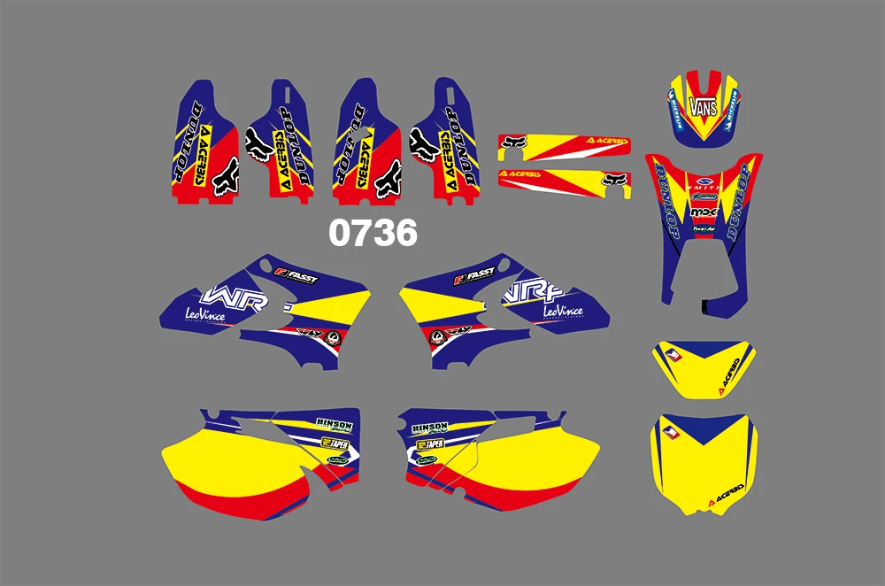 5 STYLES TEAM GRAPHICS BACKGROUNDS DECALS STICKERS FOR YAMAHA WR250F ...