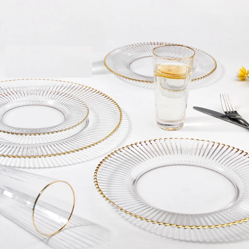 Gold Edge European Handmade Glass Dish Hotel Transparent Glass ...