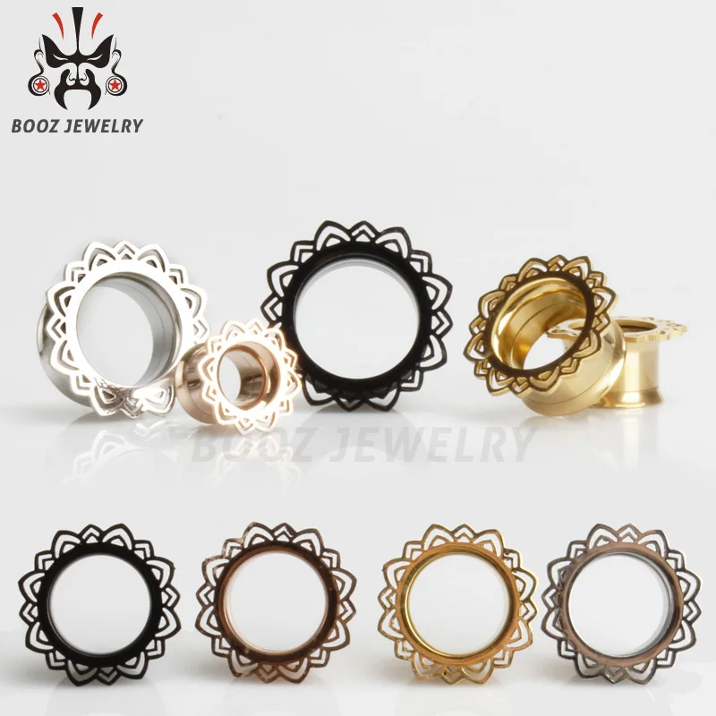 stainless steel flared screw ear plugs tunnels body jewelry stretchers ...