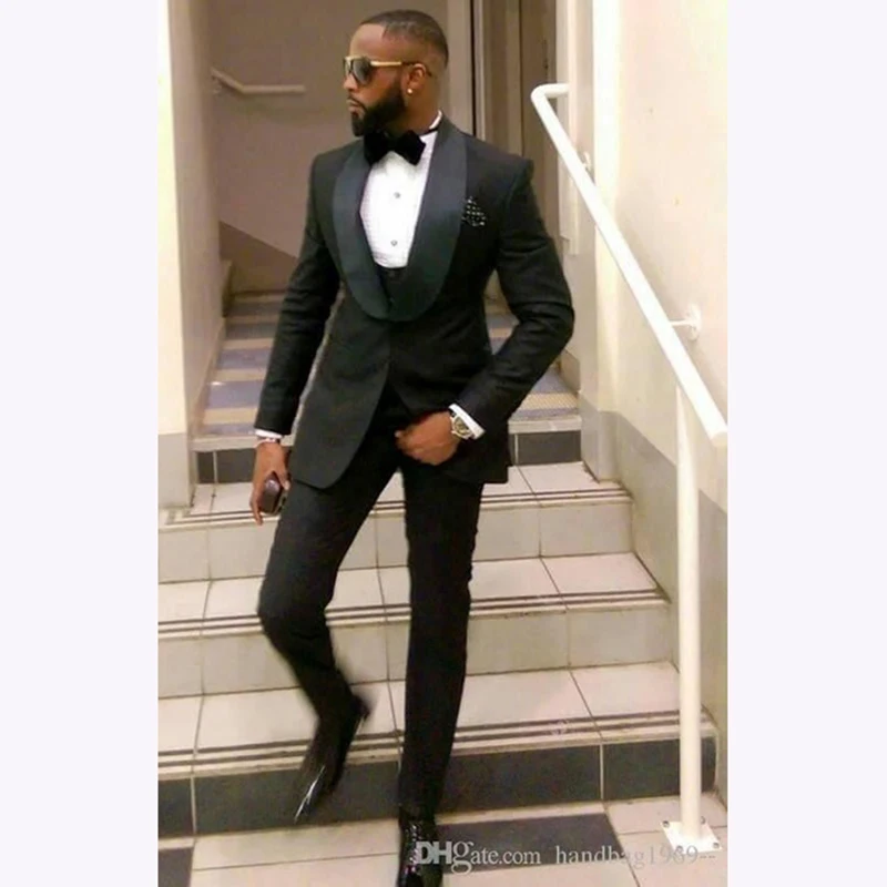 3 Pieces Bespoke Classic Black Men Wedding Suit Slim Fit Prom Mens ...