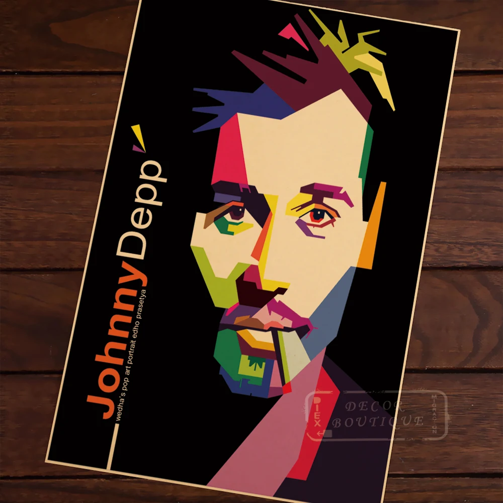 Pop Art Johnny Deep Portrait Room Frame Vintage Kraft Decorative Poster ...