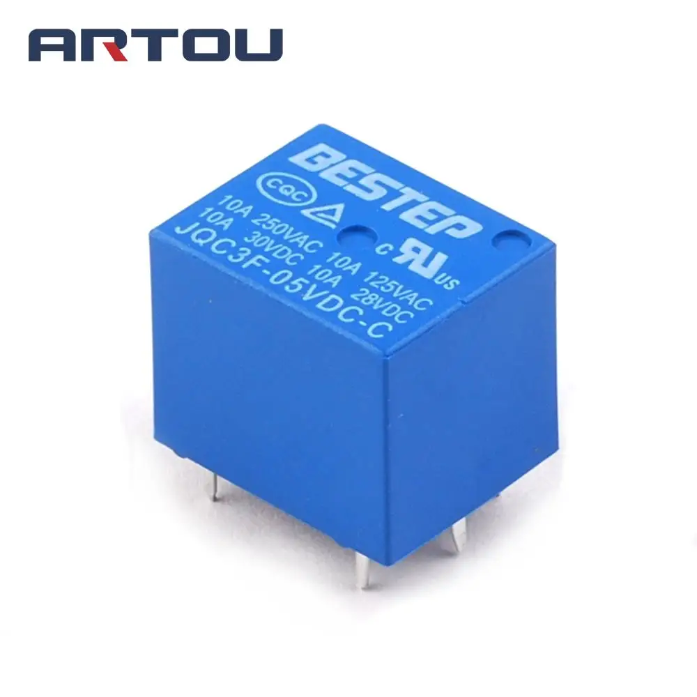 10PCS BESTEP T73 5V Relay Blue JQC3F-05VDC-C
