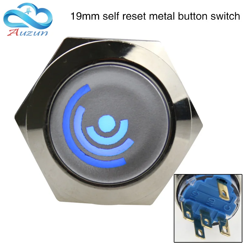 19MM metal button switch self reset button switch red and green yellow ...