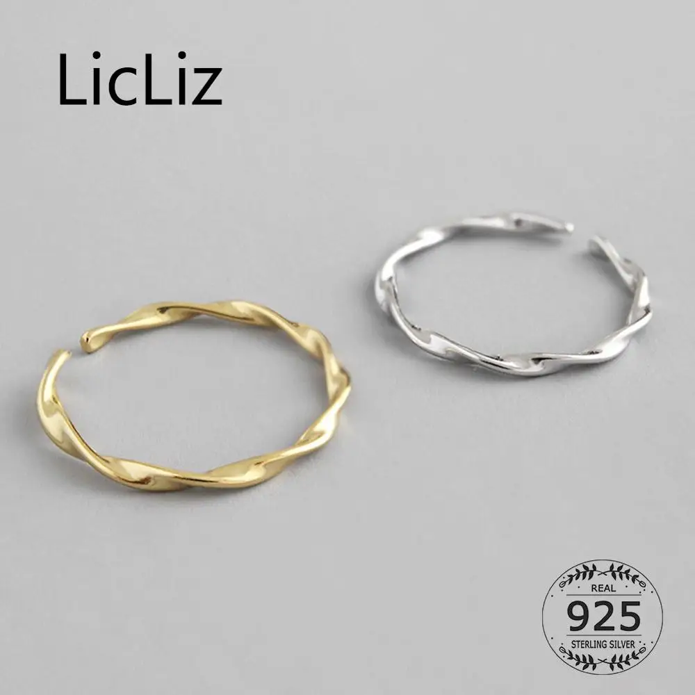Licliz New 925 Sterling Silver Twisted Open Rings For Women Gold Simple ...