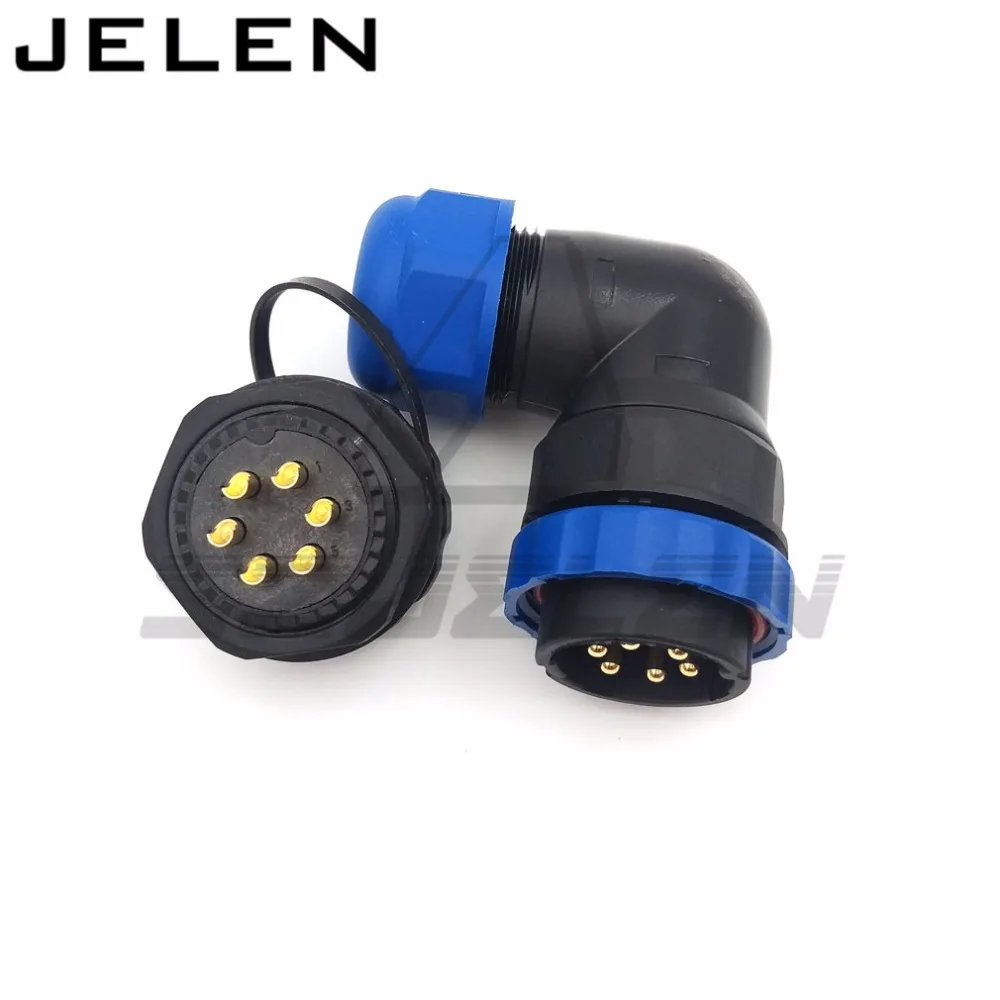 SD28 90 degree elbow waterproof connector 6 pin, IP68 Panel Mount connectors 6pin plug and ...