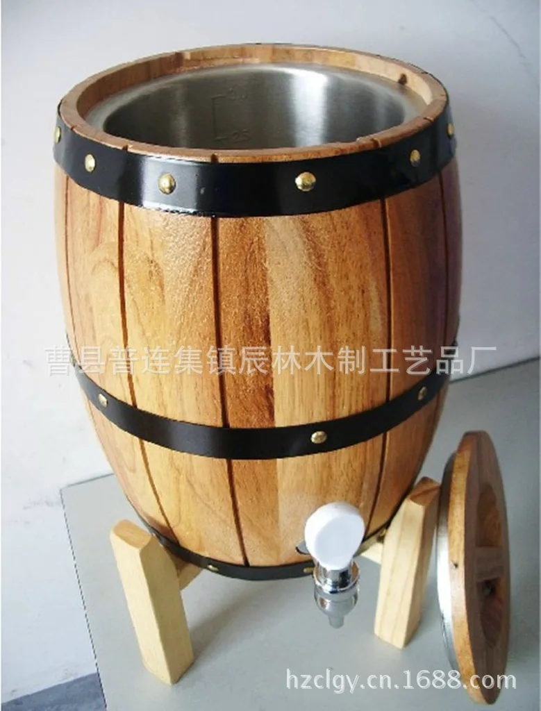 Keg beer barrel cask wood bar with stainless steel keg beer kegs 3L/5L ...