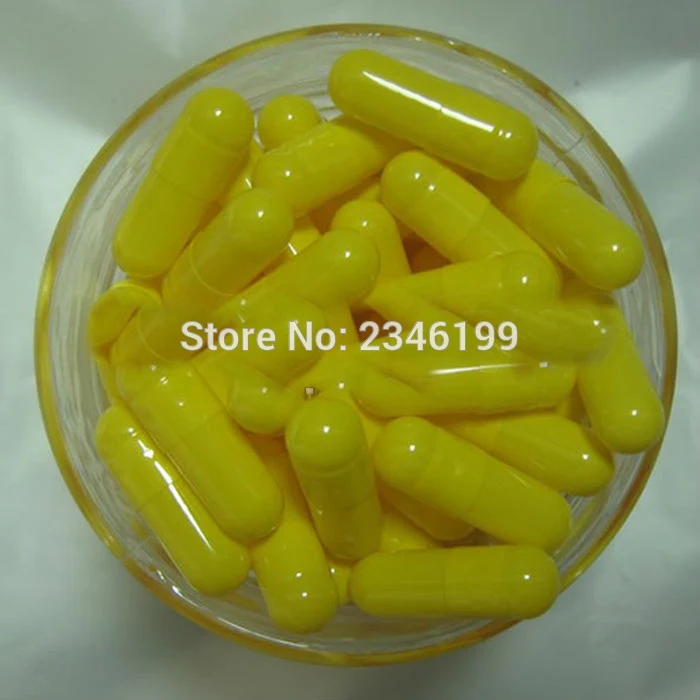 1000pcs/lot Yellow Empty Capsule Shells, Seperated 0# Medical Powder ...