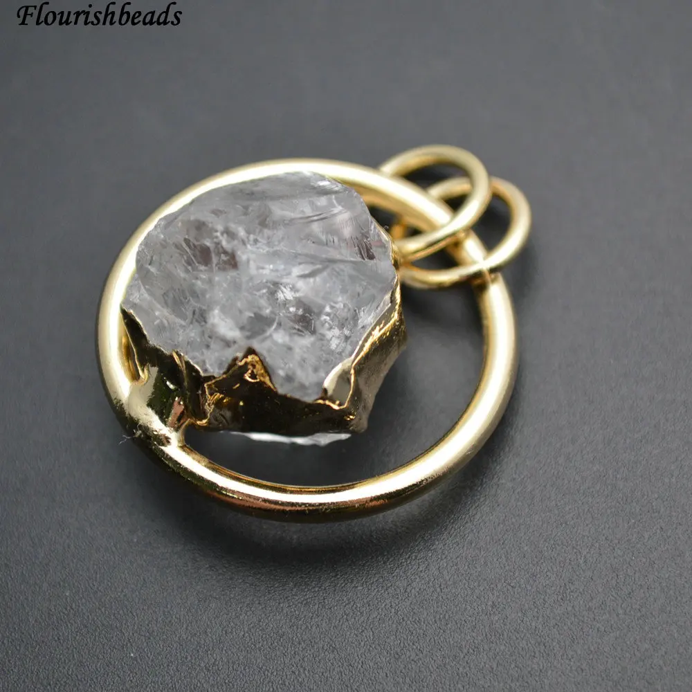 New design Metal Round Wire Circle Natural Clear Crystal Stone Pendants ... New design Metal Round Wire Circle Natural Clear Crystal Stone Pendants ...