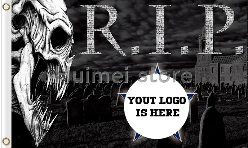 2019 custom any team on the RIP flag with business history hobby banner ...