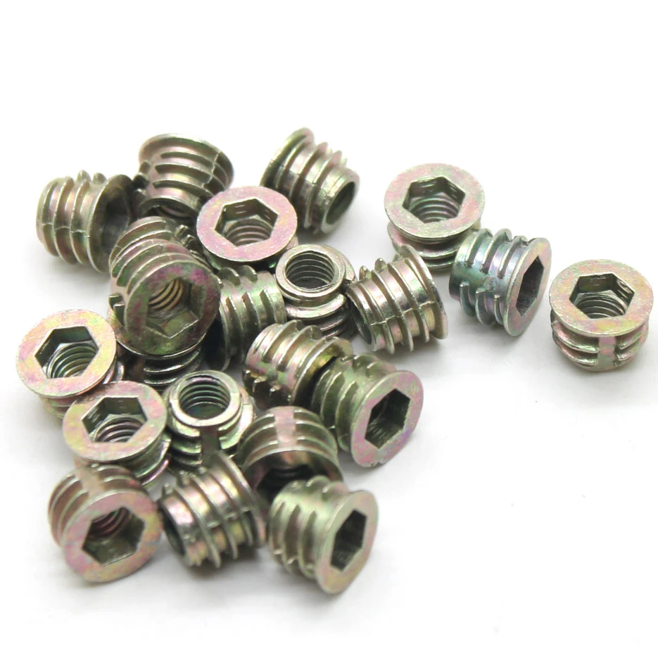 100pcs M4 M5 M6 M8 M10 Threaded Insert Nut Furniture Nuts For Wood Hex ...