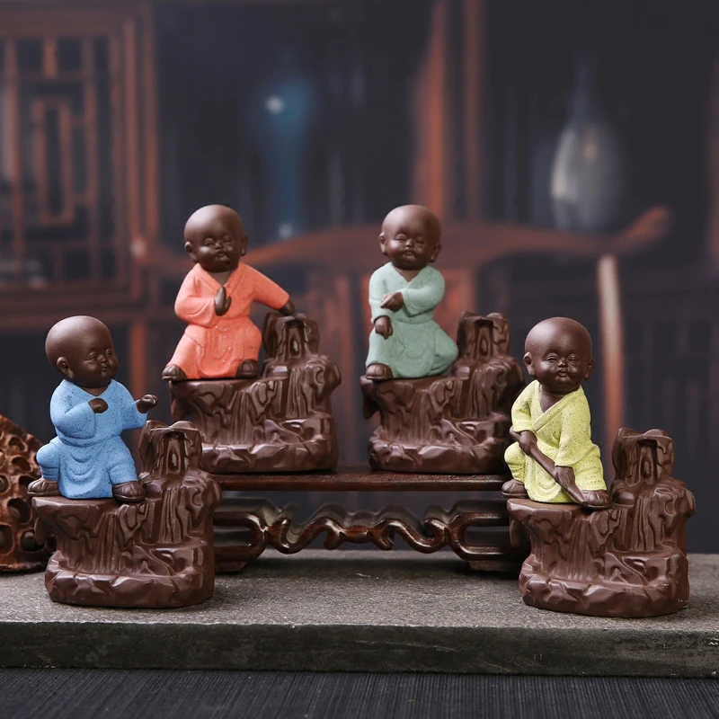 Ceramic Incense Burner Little Monks Smoke Backflow Censer Hloder Kung ...