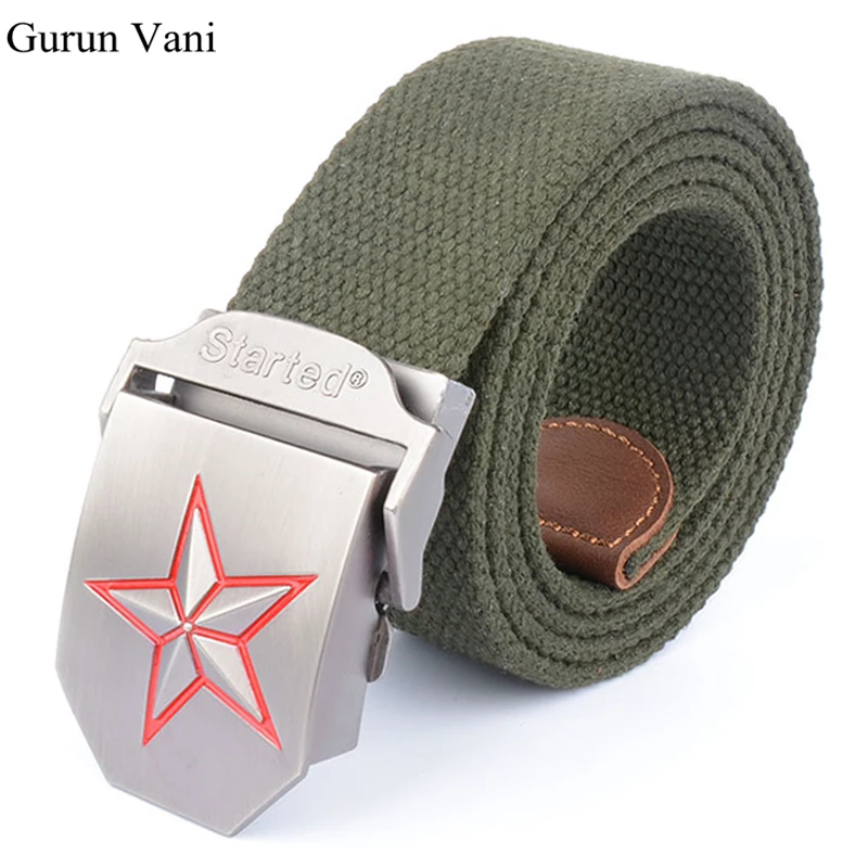 3D Red Star Automatic Buckle Belts Fashion Men's Canvas Belts Male ...