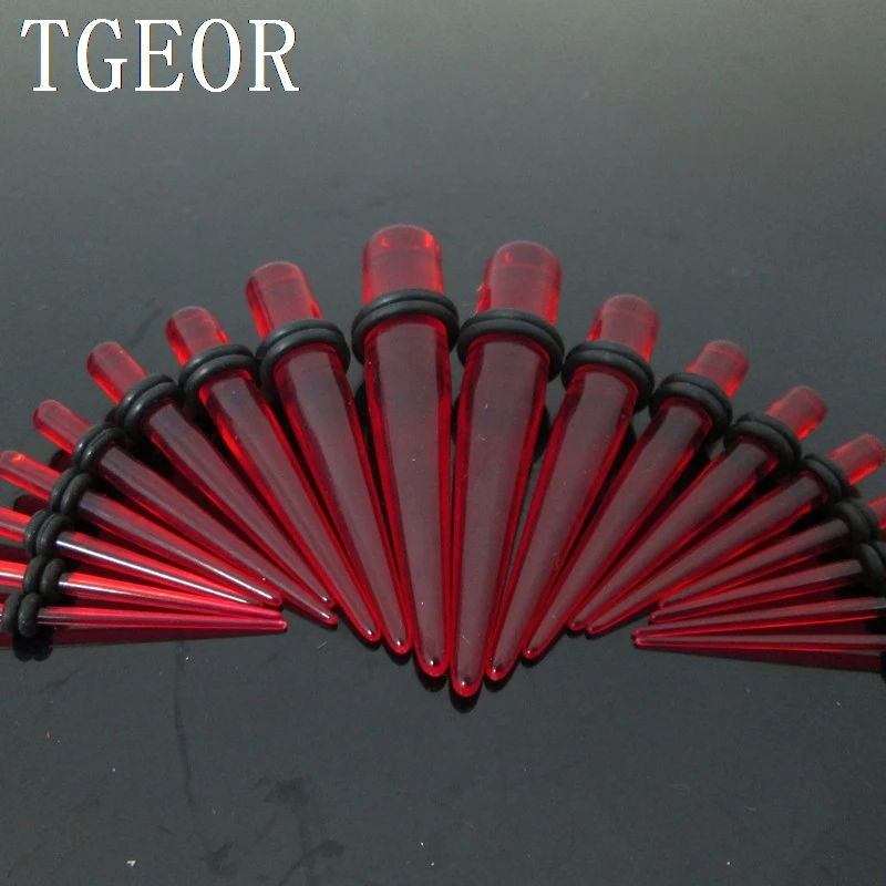Expansor de oreja acrílico UV, 180 piezas, 9 medidores, rojo claro ...