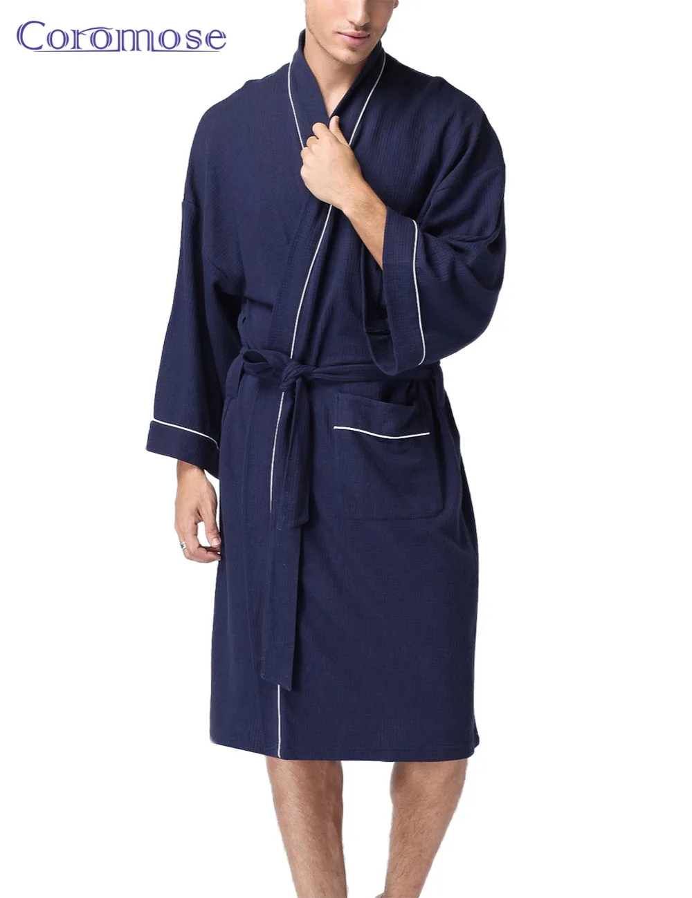 Coromose Men's Shawl Collar Coral Flannel Bath Robe Winter Autumn ...
