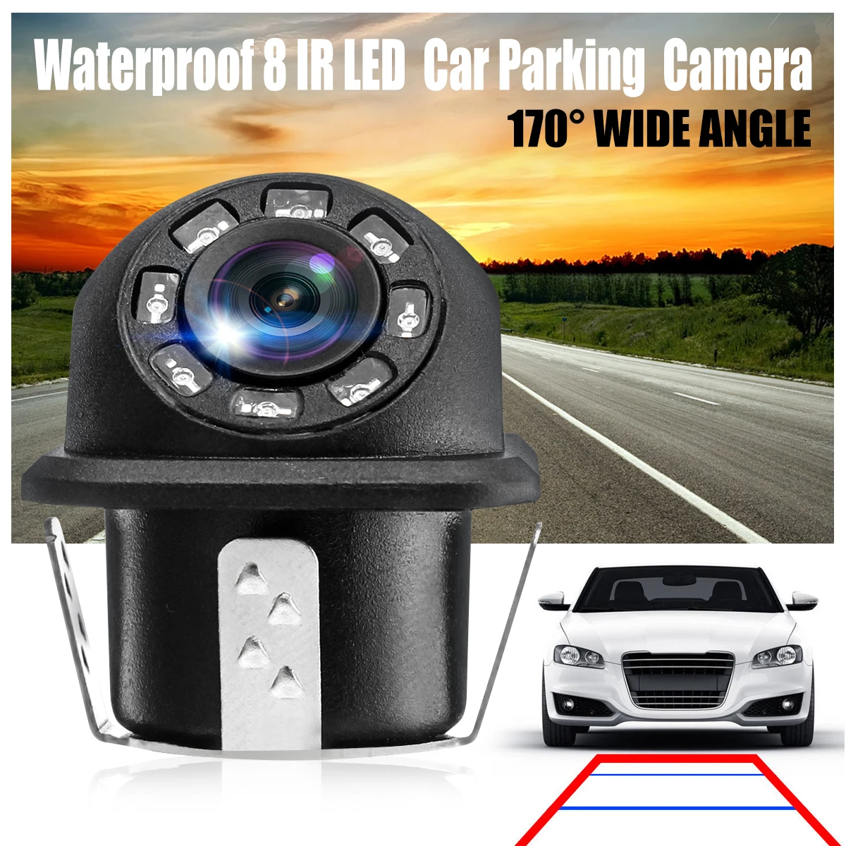 Waterproof 8 LED IR Night Vision Car Rear View Camera 170 Degree Wide ...