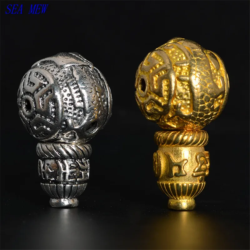 SEA MEW Tibetan Metal Brass Antique Silver Color Tee Pagoda Spacer Bead ...