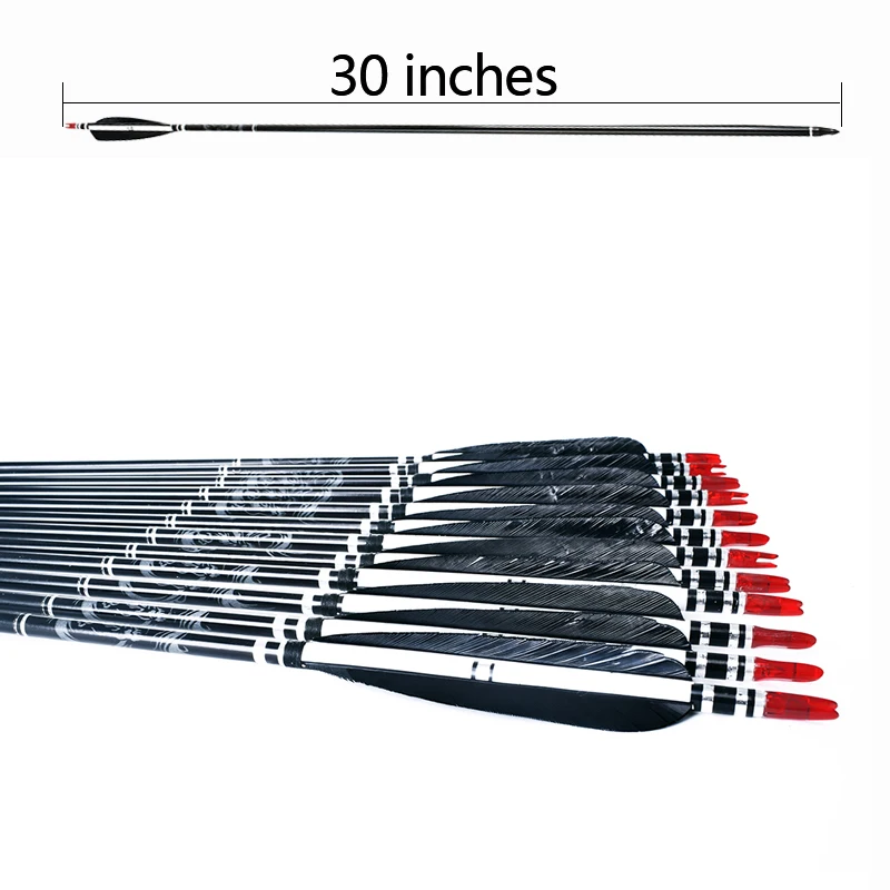 6/12PC 30 Inch Carbon Arrows Turkey Black and White Feather 20-50 ...