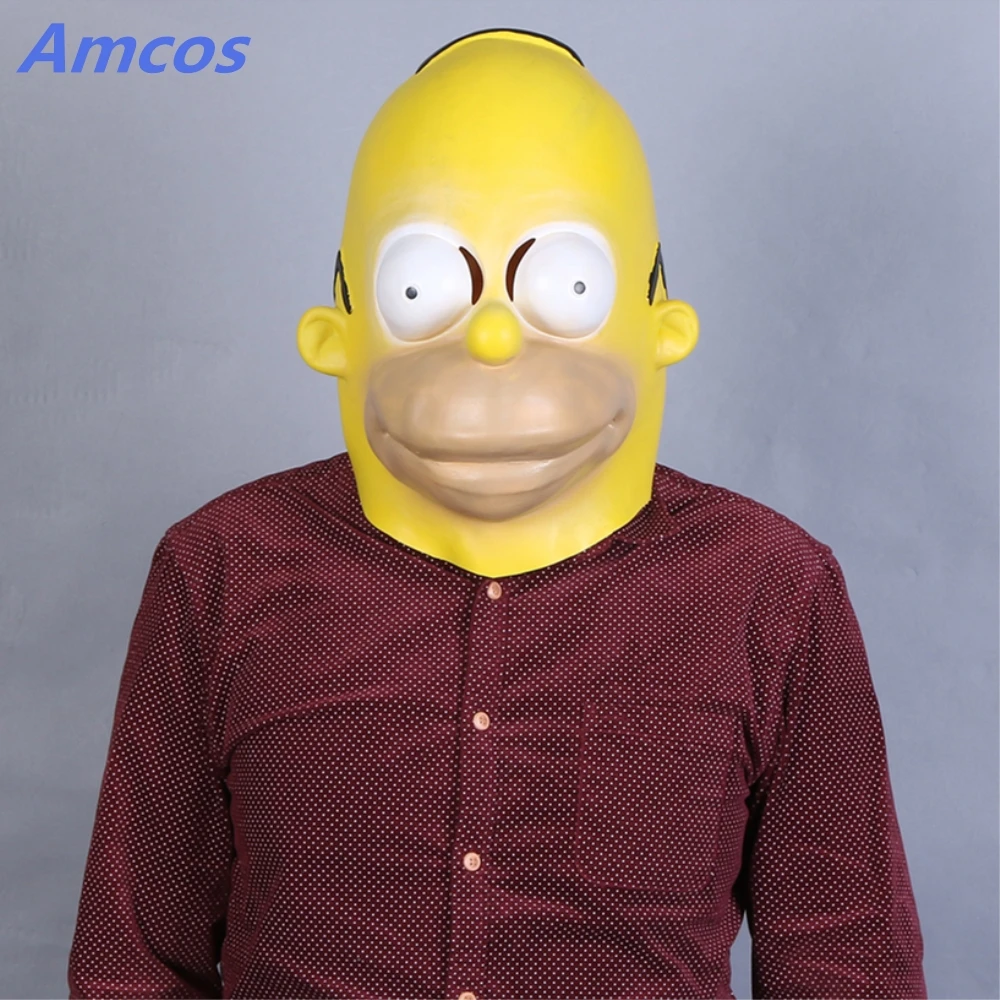 Cartoon Movie The Simpsons Homer Jay Simpson Mask Cosplay Yellow Unisex ...