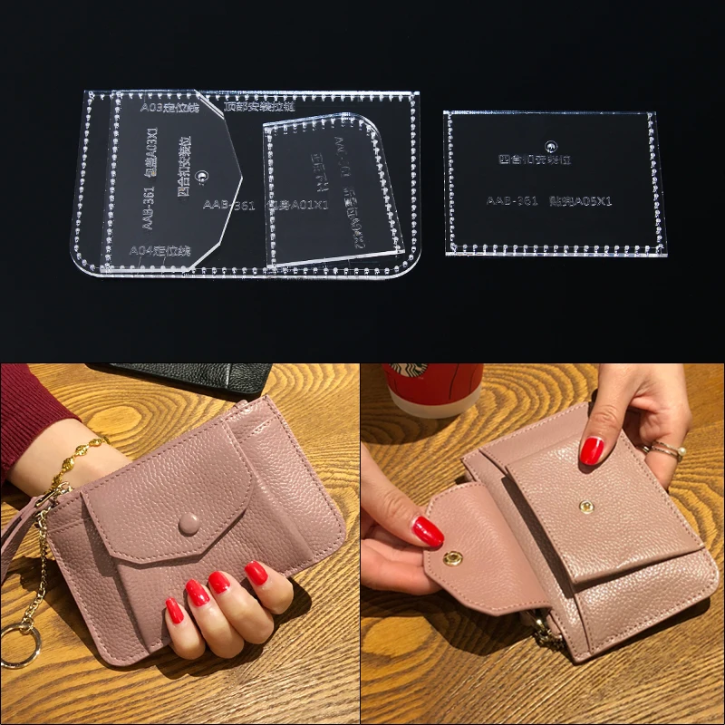 1set Acrylic Stencil Women Wallet Template For Diy Leather Handmade ...