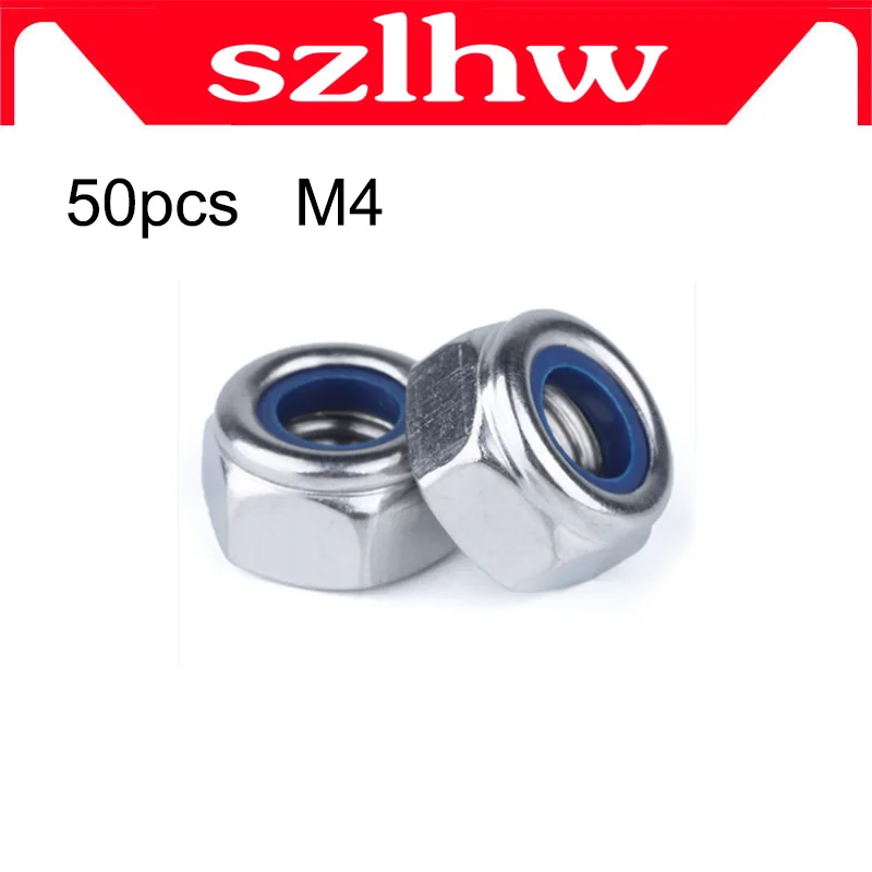 Factory sales 50Pcs DIN985 M4 304 Stainless Steel Nylon Self locking ...