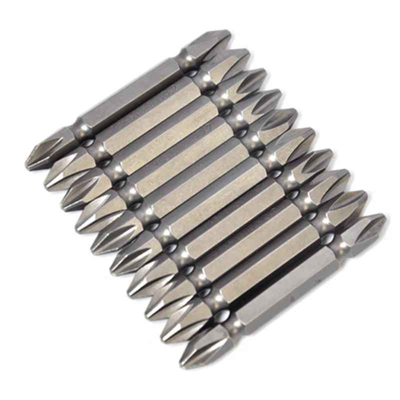 10Pcs Screwdriver Double Head PH2 Electric Screwdriver Bit Set Bits Hex Shank Magnetic Alloy ...