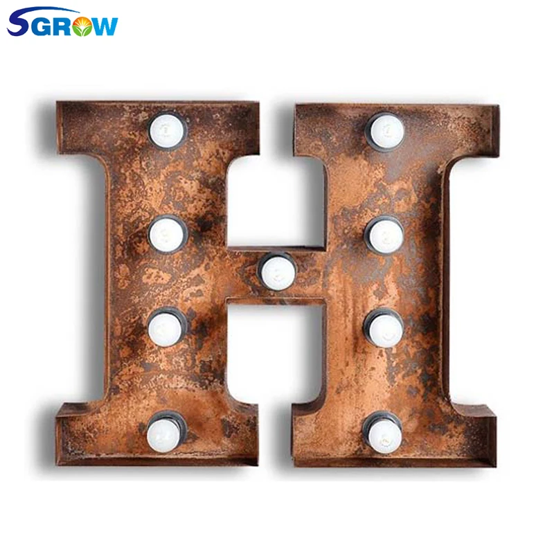 SGROW Metal Letter H Wall Lamp Light for Bedroom Living Room Art ...