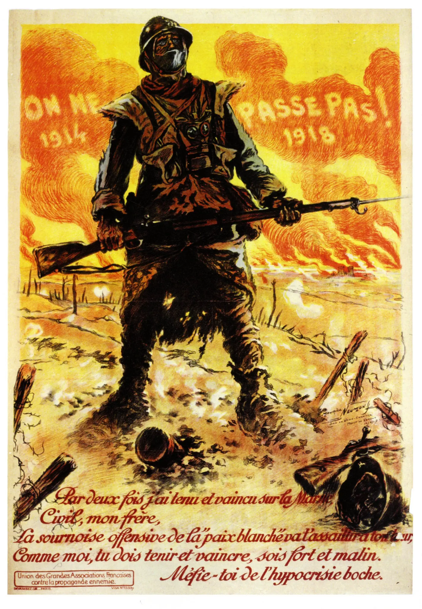Vintage WW1 Propaganda Poster They Shall Not Pass France Classic Canvas ...
